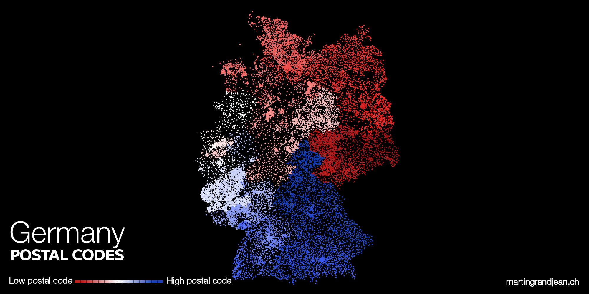 Martin Grandjean » Digital humanities, Data visualization, Network analysis » Postal/ZIP codes ...